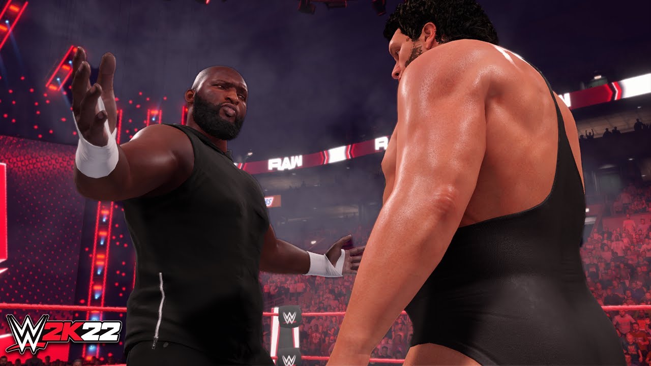 WWE 2K22 - Omos vs Andre the giant (Banzai pack) - YouTube