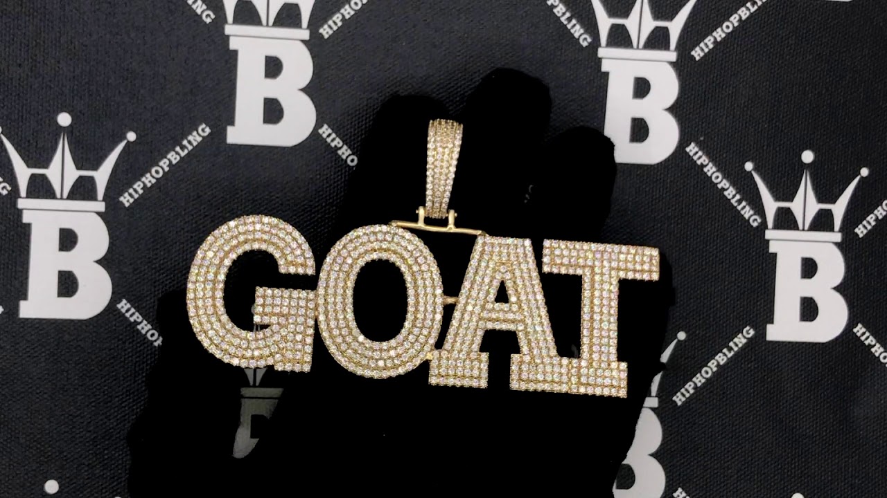 GOAT Custom Made Hip Hop Bling Pendant XL Block Font Letters ...