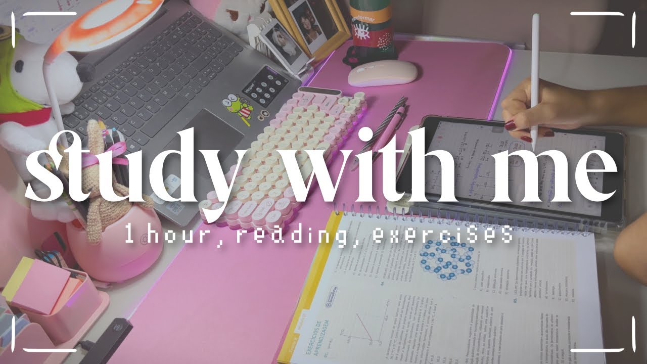 study with me | 1 hour, reading, exercises, no music - YouTube