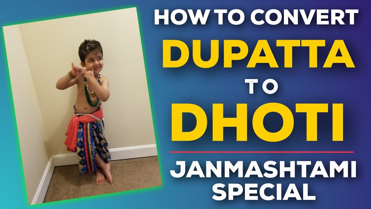 How to wear dhoti with duppata| Lil krishna dress up| krishna style ...