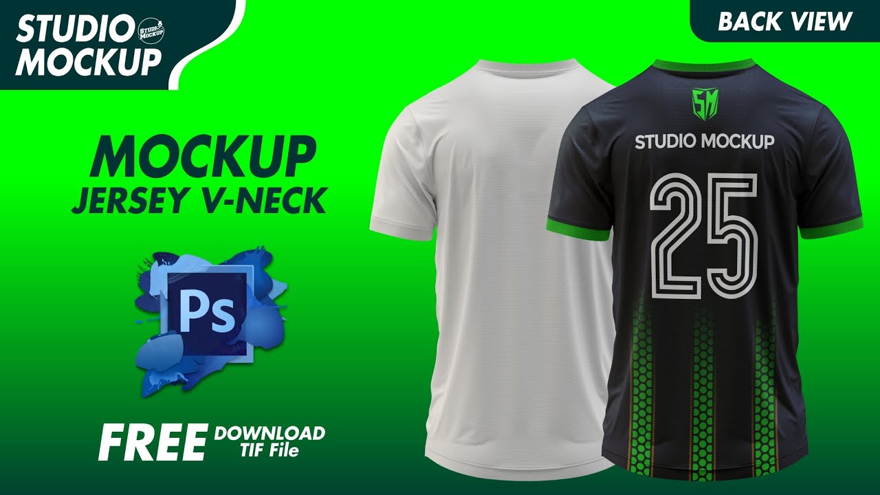 Mockup Jersey V-Neck | Tif-Photoshop | Free Download | Back View - YouTube