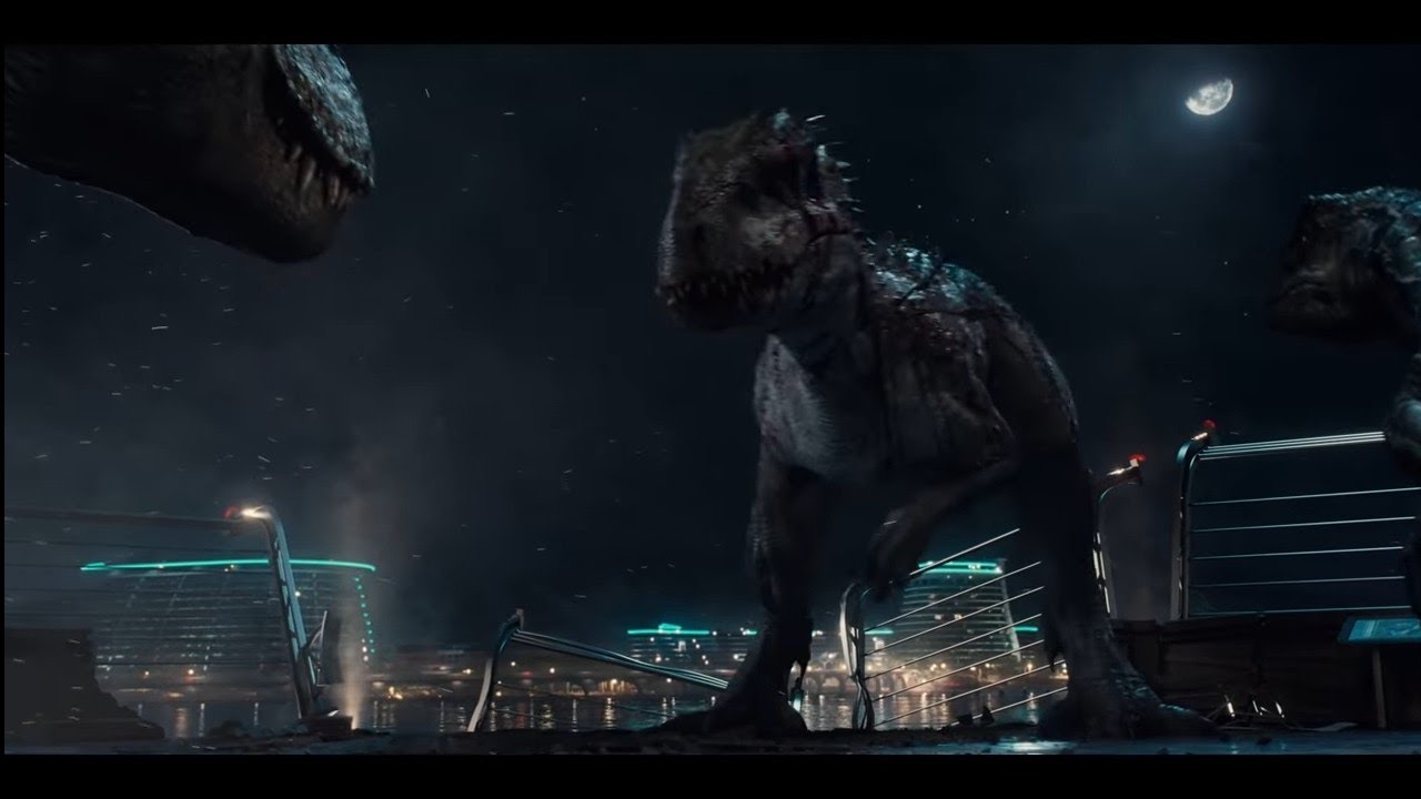 T rex and Blue vs Indominus Rex Final Battle with Music from Lion King ...