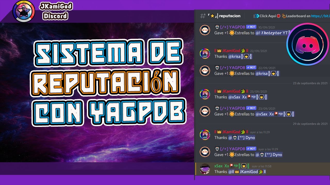 🟣Como hacer un sistema de reputación con yagpdb 💠 Discord 📡 JKamiGod ...