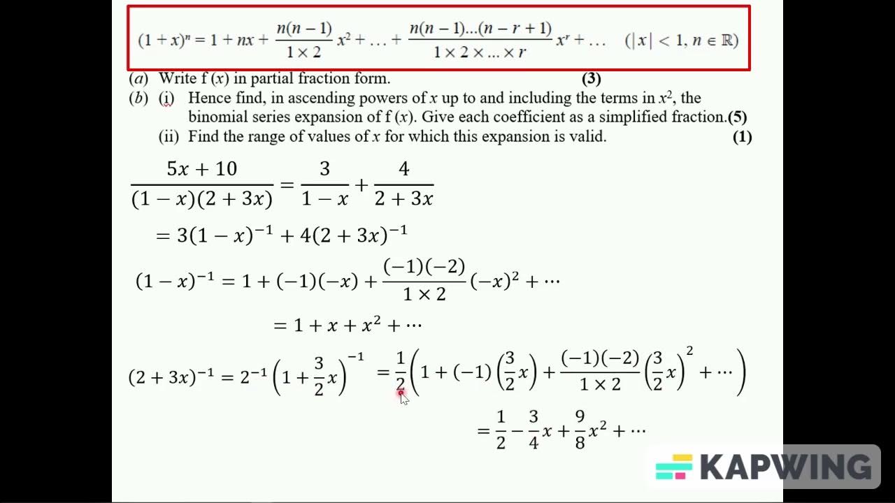 P4 IAL Jan 2023 q1 binomial expansion partial fractions - YouTube