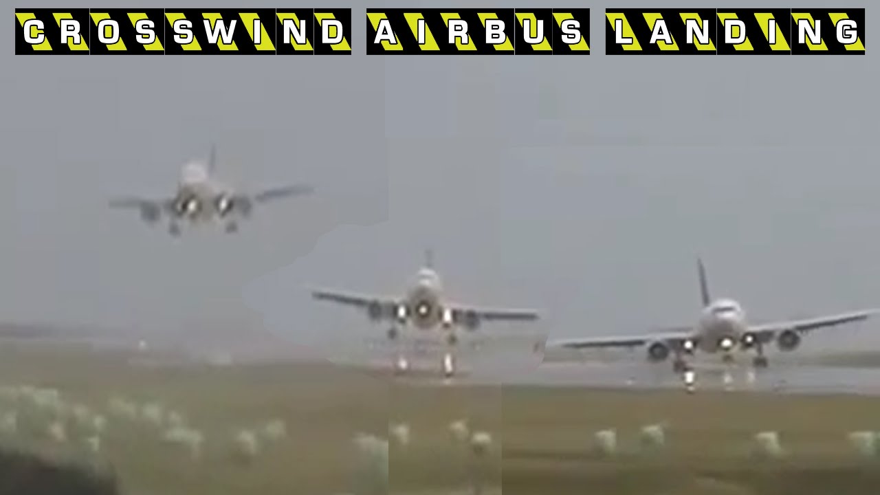 Tricky Airbus Crosswind Landing - YouTube