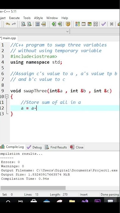 Swap Numbers Without Temporary Variable In C Shorts Programming Youtube