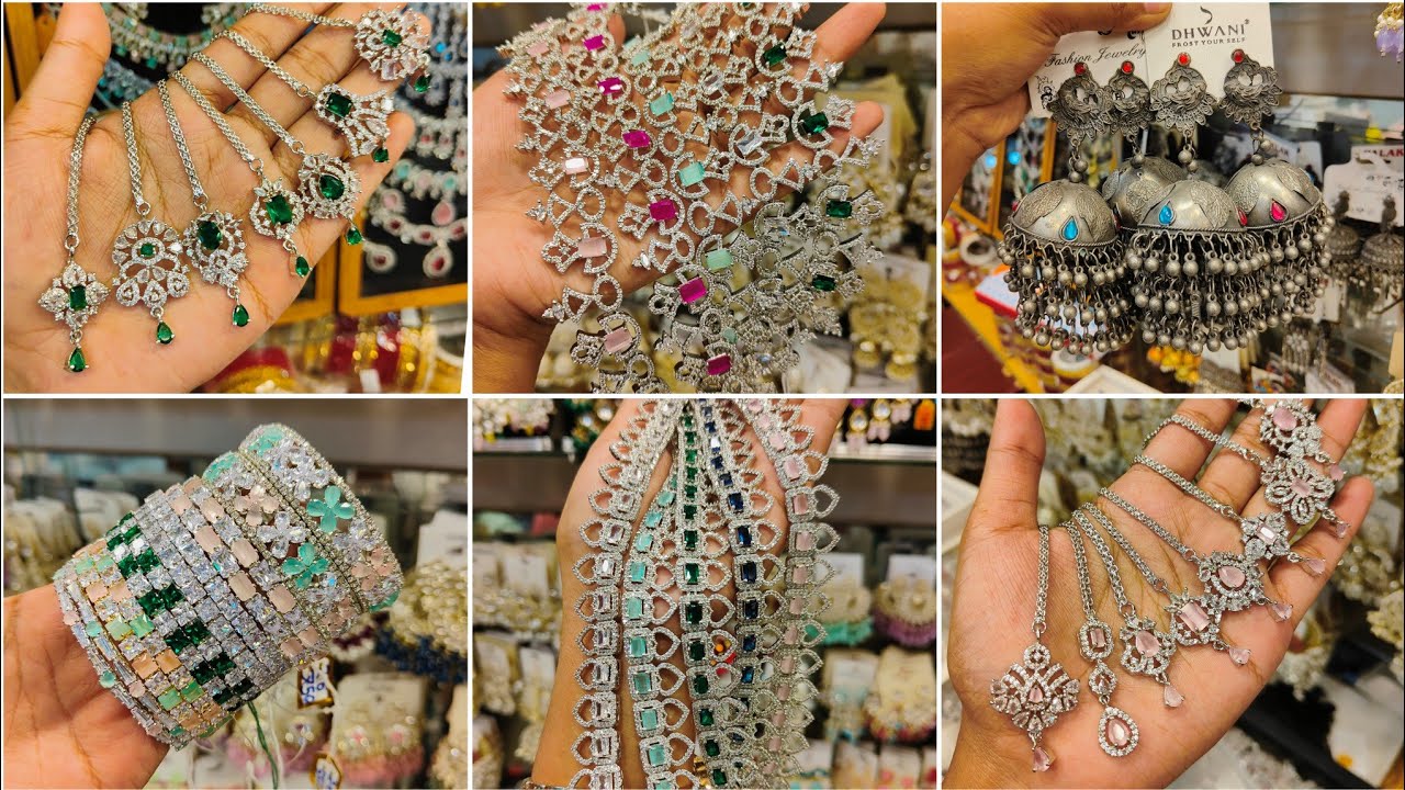 New stock update, diamond cut necklace, tikli, ad stone churi, black ...