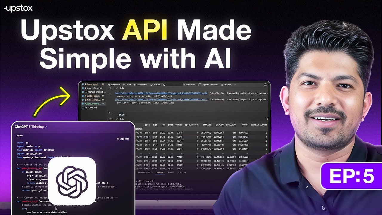 How to Get Market & Historical Data Using Upstox API + ChatGPT | EP : 5 - YouTube