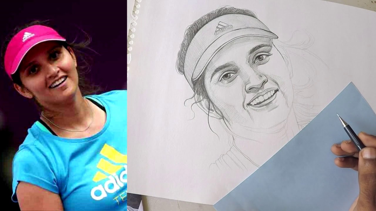 Drawing of Saniya Mirza... - YouTube