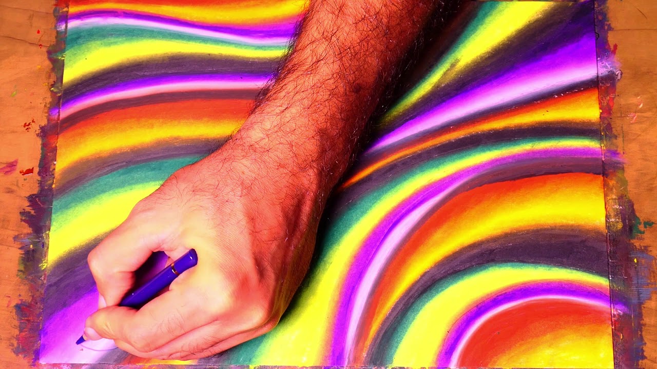 Modern Pipes Abstract Painting With Oil Pastel | Depth And Gradient ...