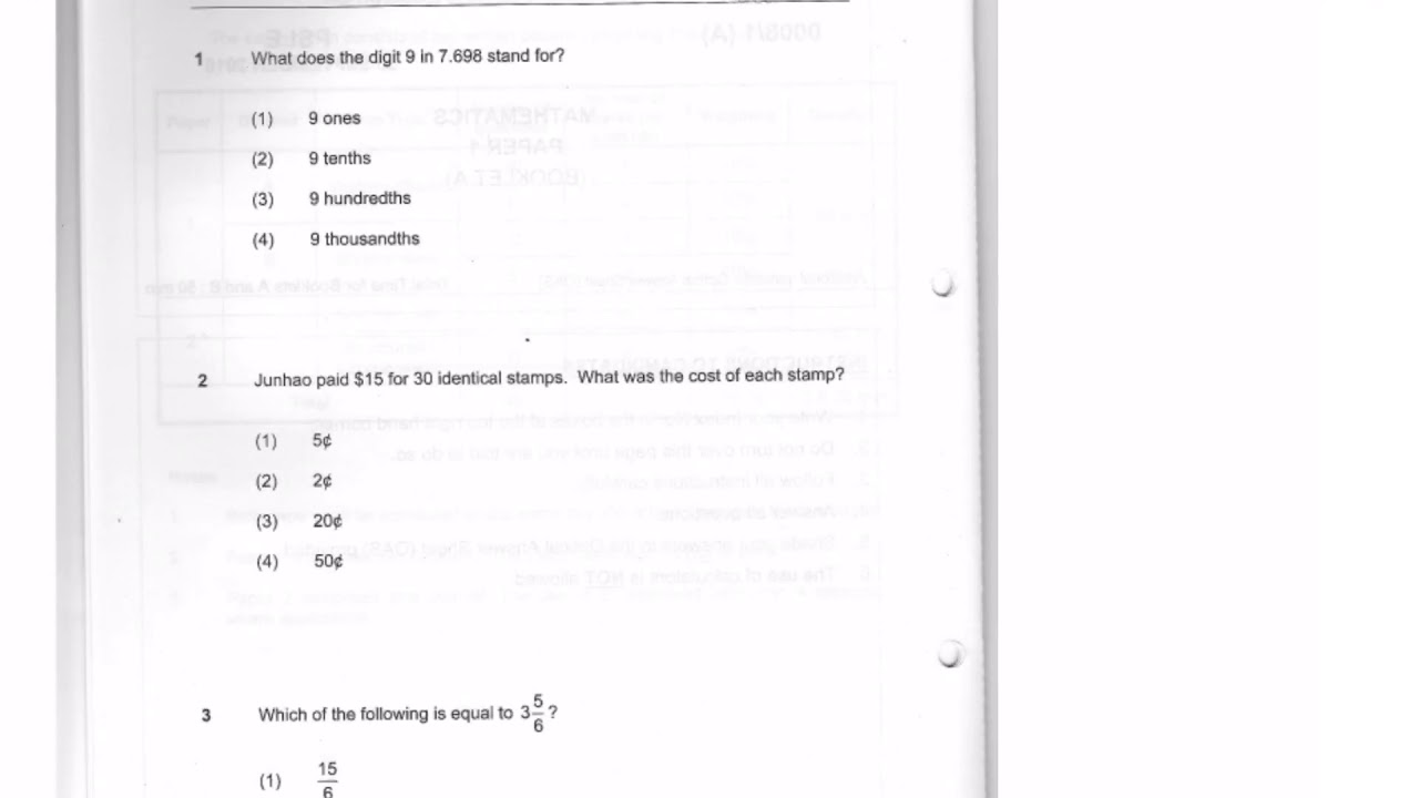 2016 PSLE Math Paper 1 MCQ YouTube 2016-psle-math-paper-1-mcq-youtube