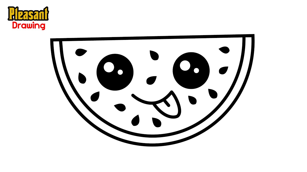 How To Draw A Cute Watermelon Slice Easy Watermelon Slice Drawing
