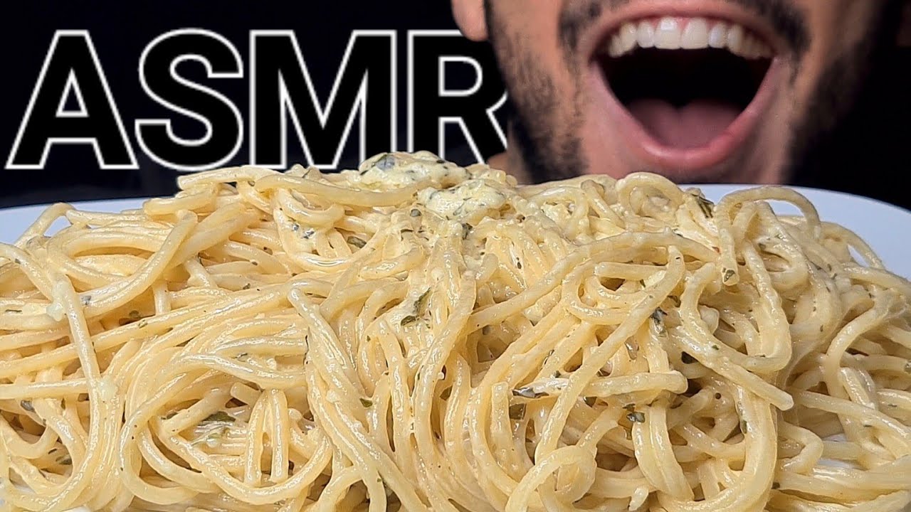 ASMR SPAGHETTI GARLIC PARMESAN PASTA (EATING SOUNDS) NO TALKING MUKBANG ...