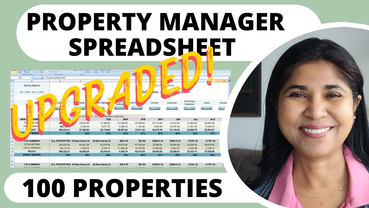 Property Manager Spreadsheet 100 properties Rental Income Expense ...