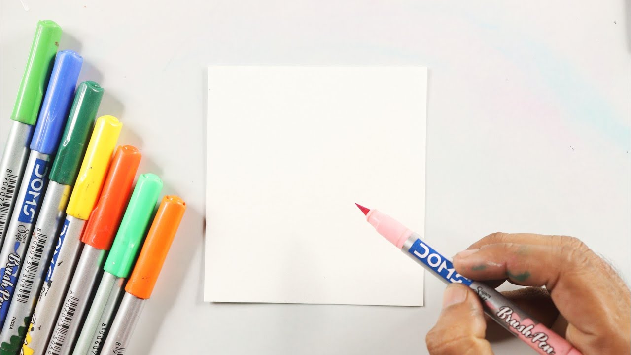 Easy 🌈🎨🖌️ Brush pen Drawing trick , Drawing with oil pastel , easy o ...