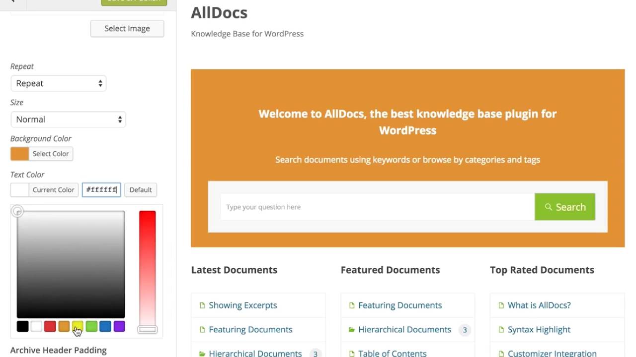 WordPress Knowledge Base Plugin - AllDocs Customizer - YouTube