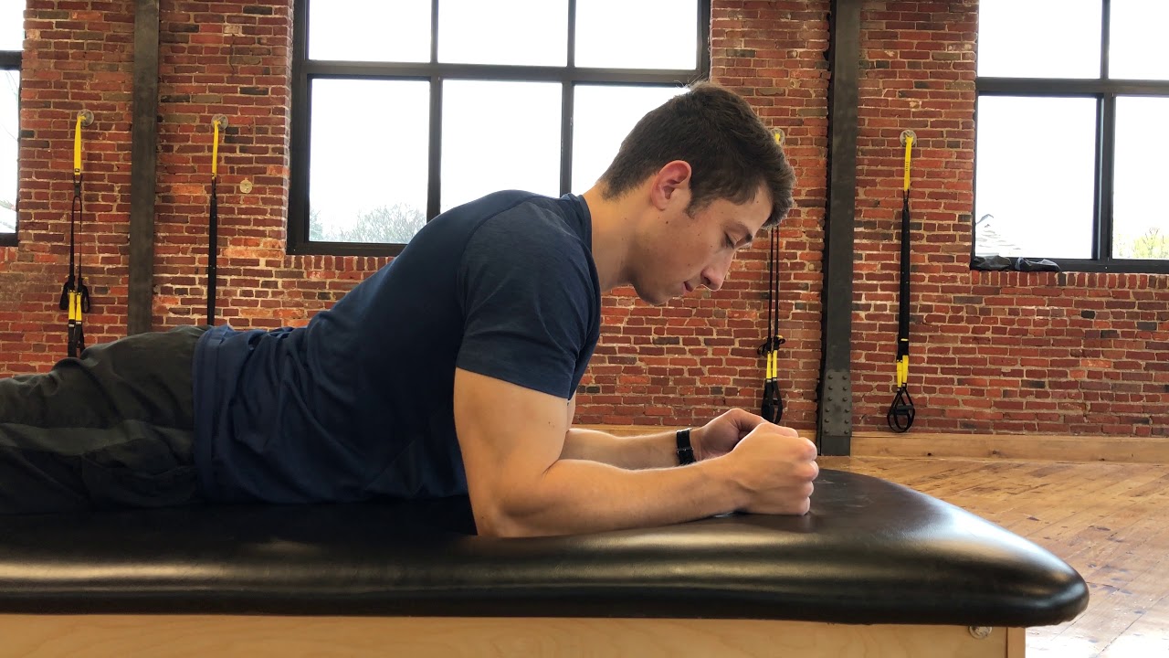 Prone On Elbows Chin Tuck - YouTube