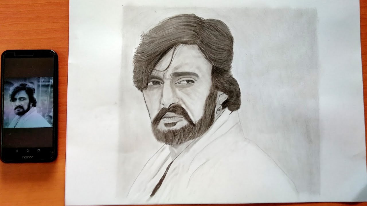 ||How To Draw Kiccha Sudeep 😍||Pencil Sketch Of Sudeep||Fan Panjimar ...