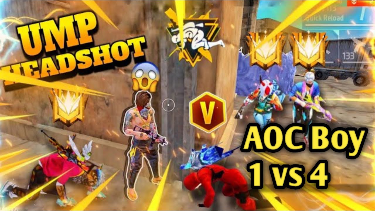 Free Fire 1vs4 power 😆 of ump 1vs4 Randam player!! Free fire ...