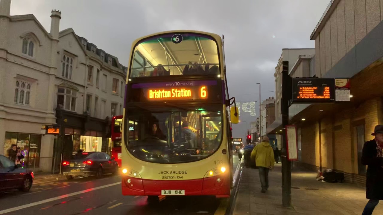 Brighton & Hove Bus Route 6 Departing Waitrose Bus stop Hove - YouTube
