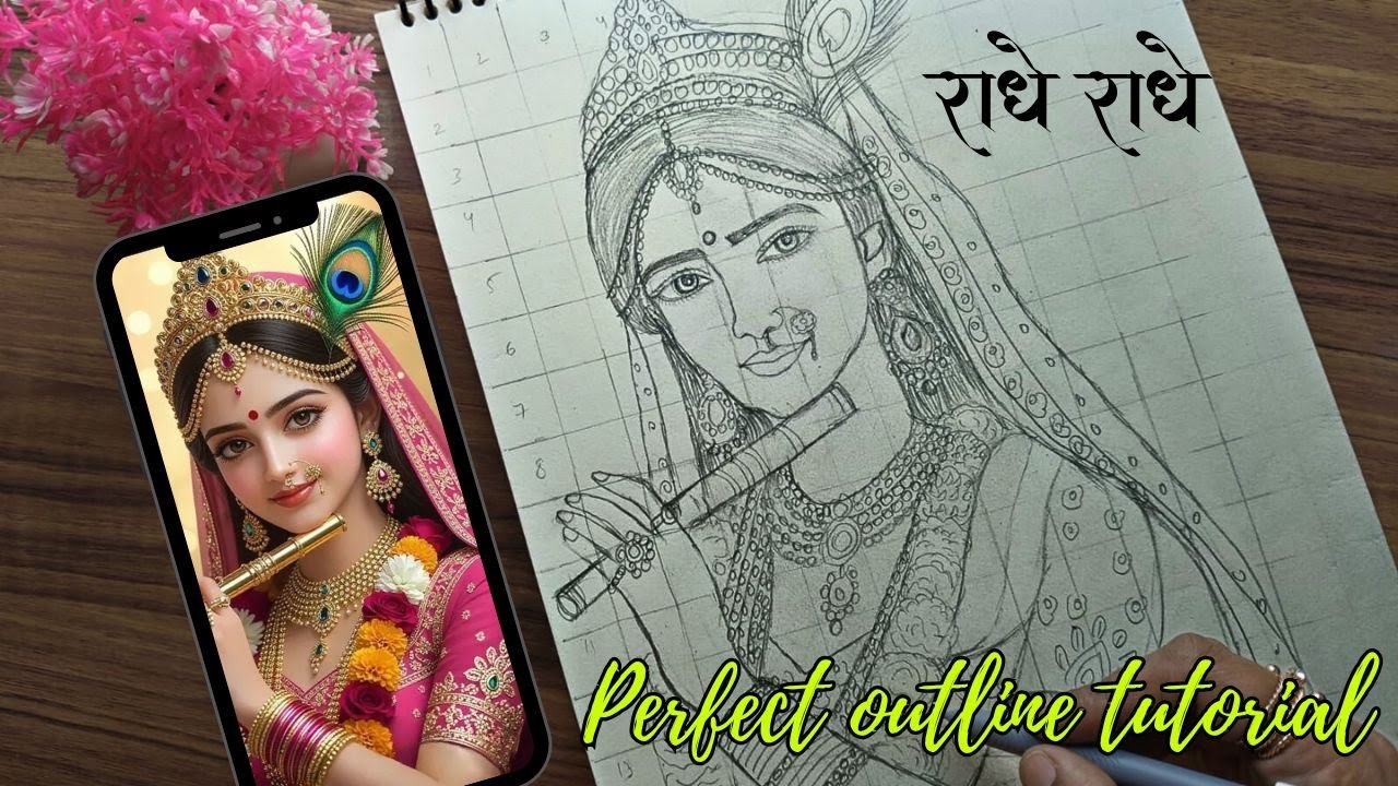 Radha Rani Outline Drawing – Easy Step-by-Step Tutorial - YouTube