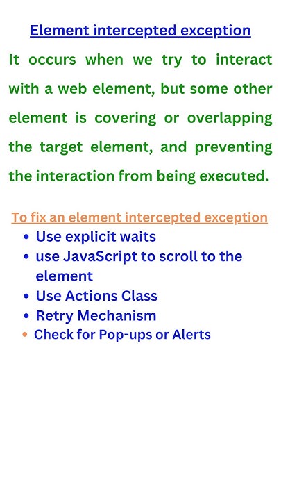 Element intercepted exception || Selenium Java || Automation testing ...