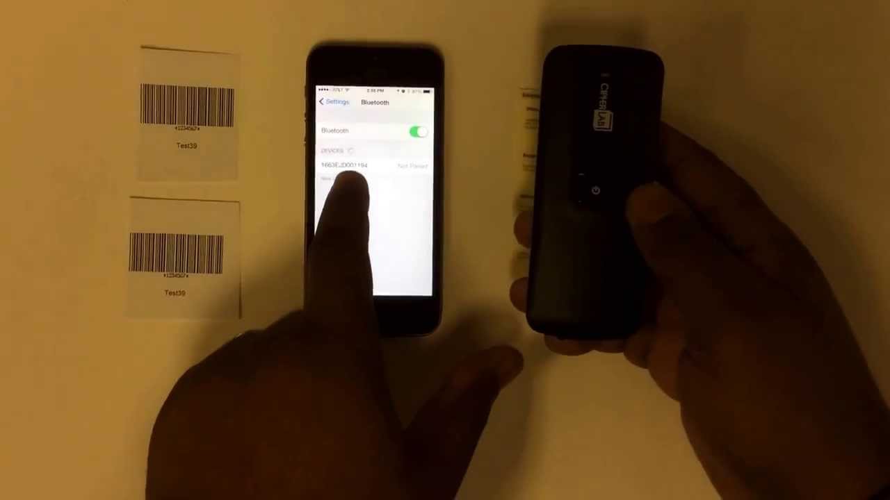 140107 How to pair Cipherlab 1663 Pocket Scanner to iPhone 5 - YouTube