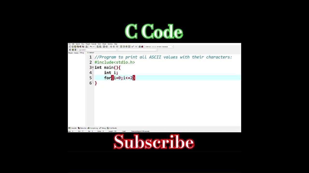 C Program To Print All Ascii Values With There Characters Coding Shorts Youtube