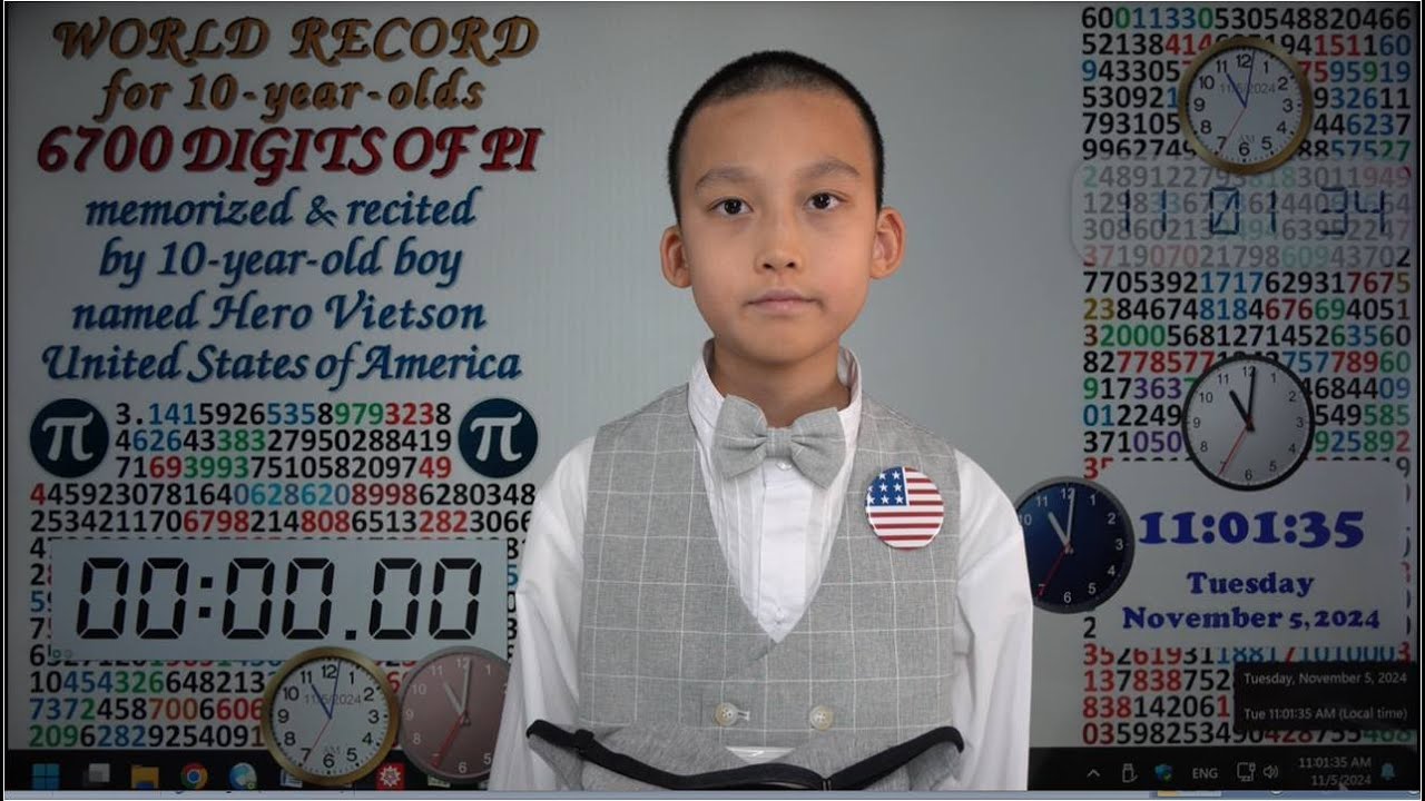6700 Digits of Pi World Record for 10-year-olds memorized & orally ...