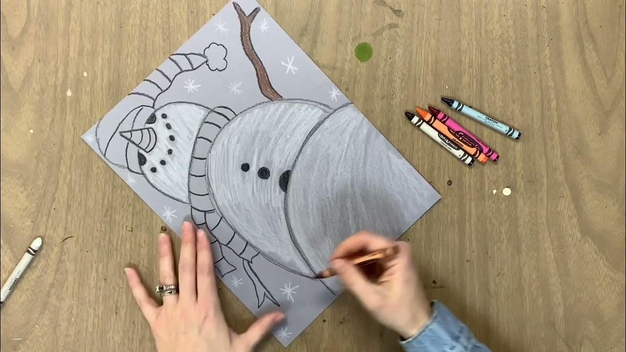 Perspective Snowmen- Drawing & Coloring Steps - YouTube