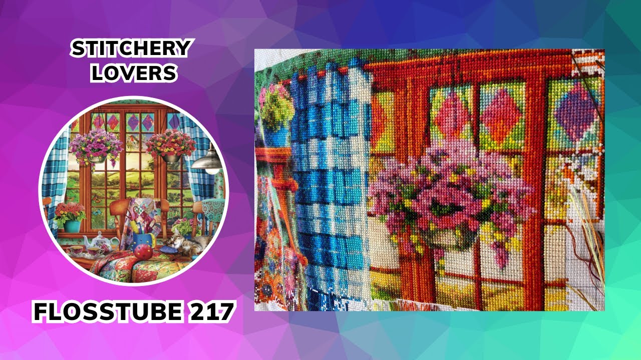 FLOSSTUBE #217 CLOSE-UP Stitching [HAED Mini Patchwork Quilt Room] Stitch with me STITCHERY ...