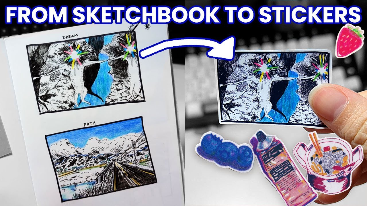 How to Turn your Traditional Art into Stickers! - YouTube