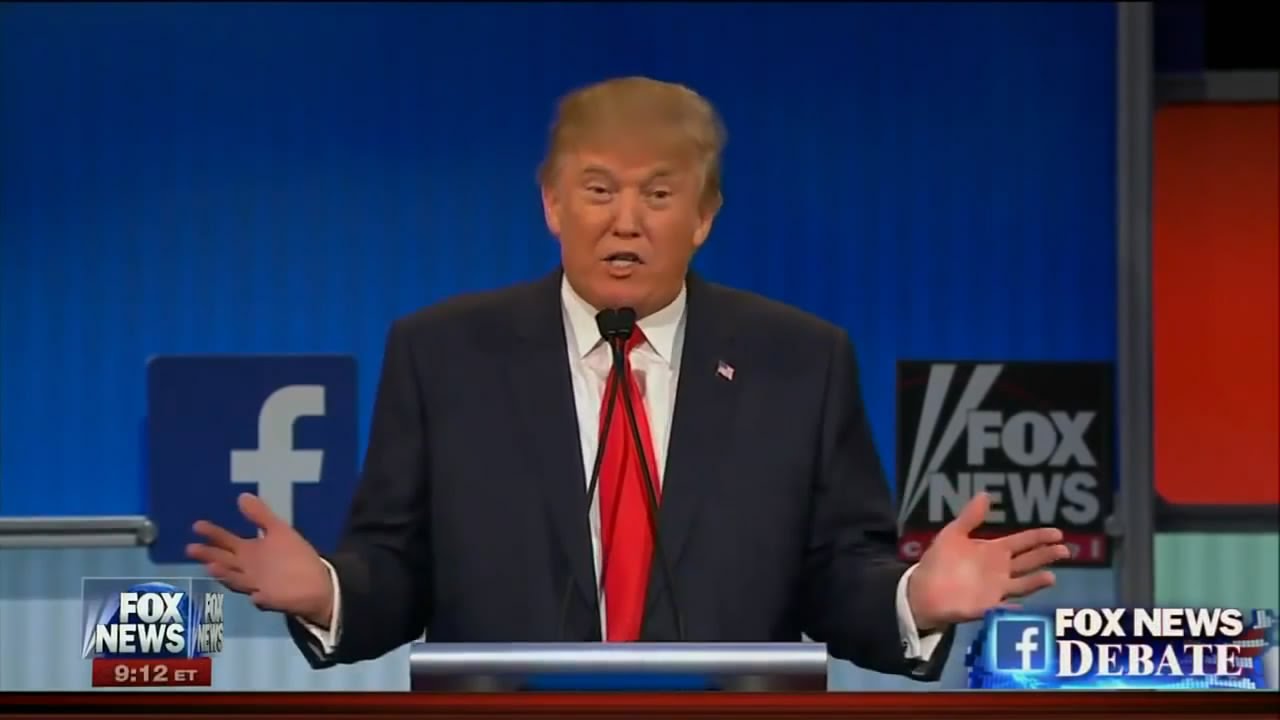 Donald Trump (2015-08-06) Cleveland, Ohio. Republican Presidential ...