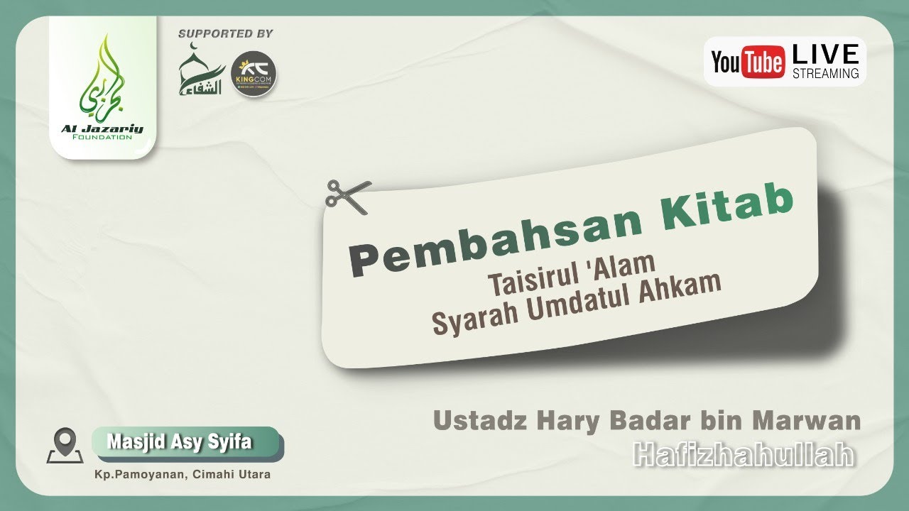 Kajian Kitab Taisirul Allam Syarah Umdatul Ahkam Youtube