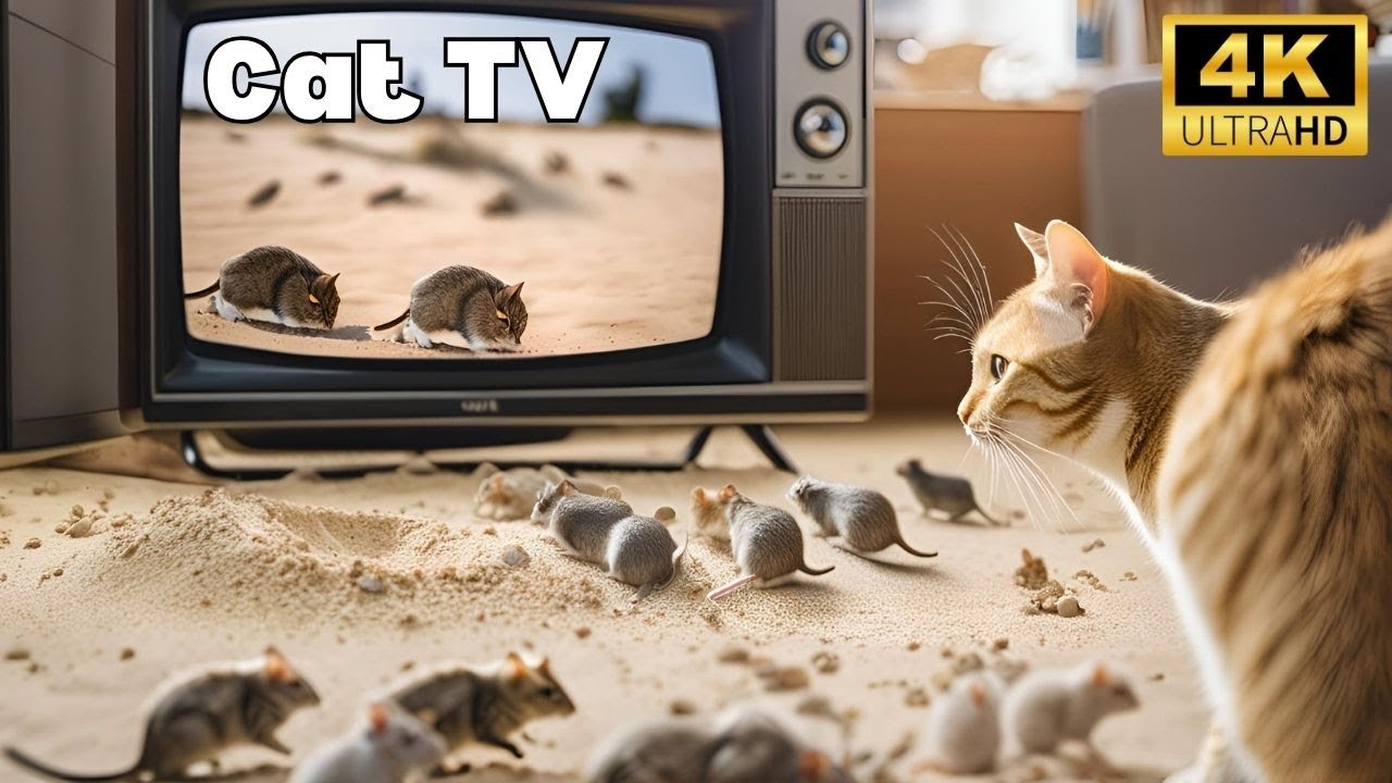 Cat TV for cats to watch: Mice Hide and Seek Fun 4k! - YouTube