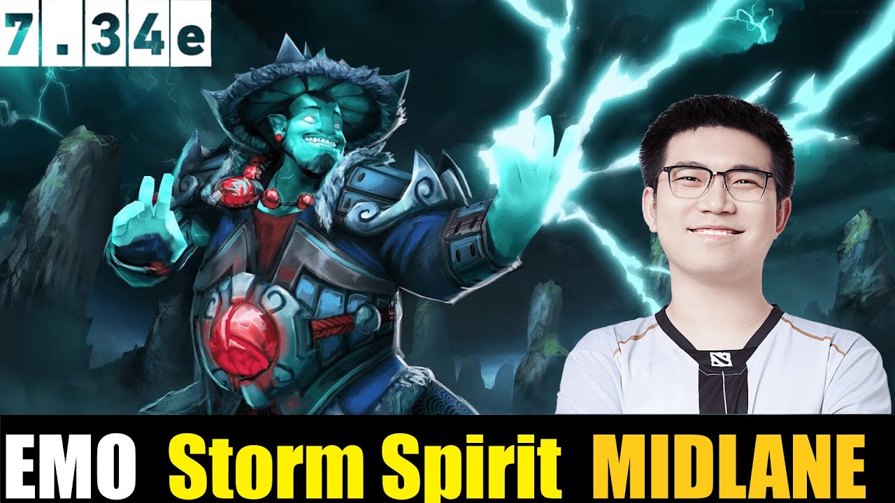 🔥EMO PLAYING Storm Spirit MIDLANE 7.34E - DOTA 2 HIGHEST MMR MATCH # ...
