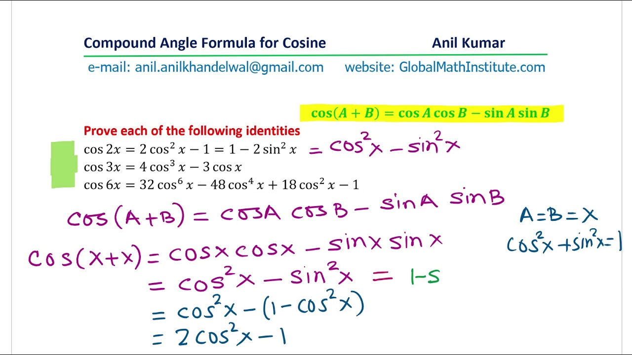 Cos 6x 32 Cos 6 x 48 Cos 4 x 18 Cos 2 x 1 Shortest Derivation Of
