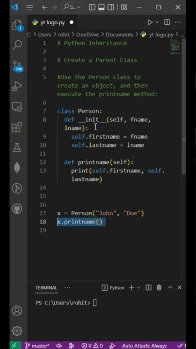 Python Inheritance | Create A Parent Class In Python | Python Tutorial#youtubeshorts #shorts # ...
