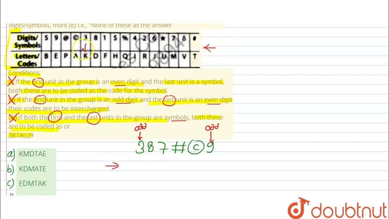 In each question below, a group of digits/symbols is given, followed by ...