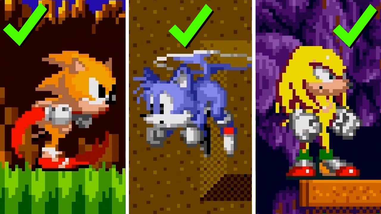 Orange Sonic, Blue Tails and Golden Knuckles! ~ Sonic 1 and Sonic 2 ...