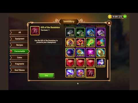 Hero Wars, using gift of the dominion on Dante - YouTube