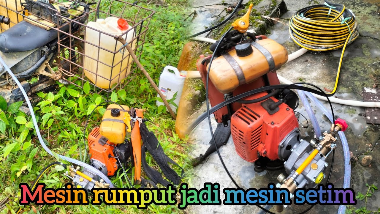 #Mesin rumput, pasang setim buat nyemprot dan cuci motor - YouTube