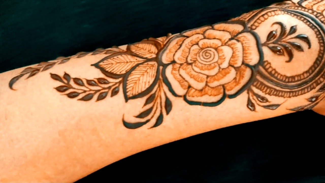 Dubai style Rose arabic mehndi design || Shaded gulab mehndi design ...