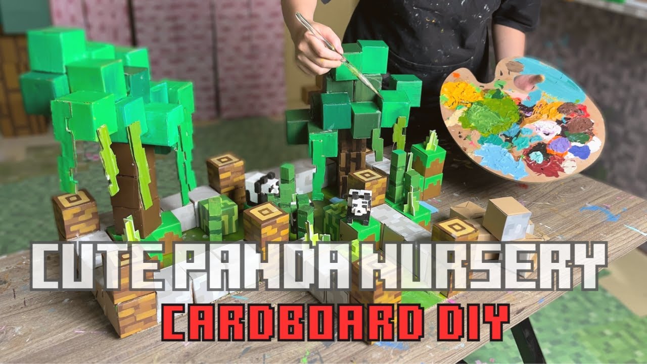DIY Cardboard Craft: Create a Minecraft Cute Panda Nursery Diorama 🐼 ...