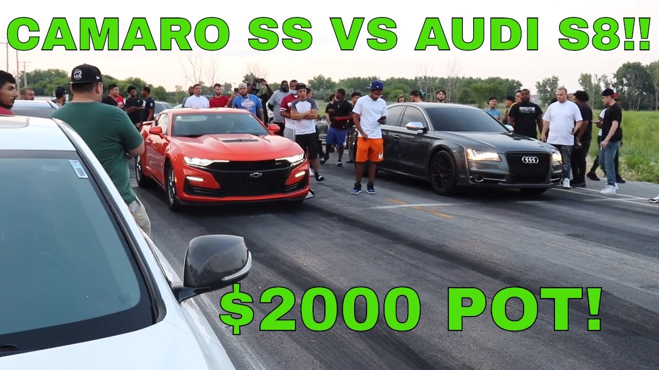 CAMARO SS VS AUDI S8 $2000 RACE!!! CAMARO VS ZL1 STREET RACE! - YouTube