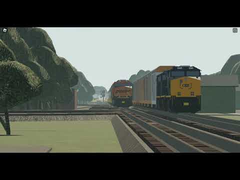 BNSF Spinecars and CSX Autorack racing in Southline District RO-Scale - YouTube