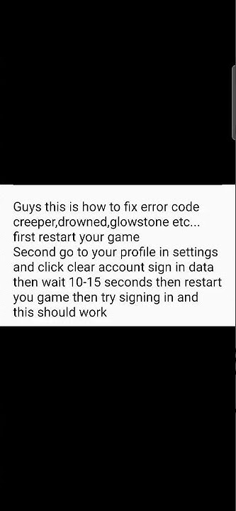 How to fix error:code drowned,creeper,glowstone etc...(Mincraft Bedrock ...