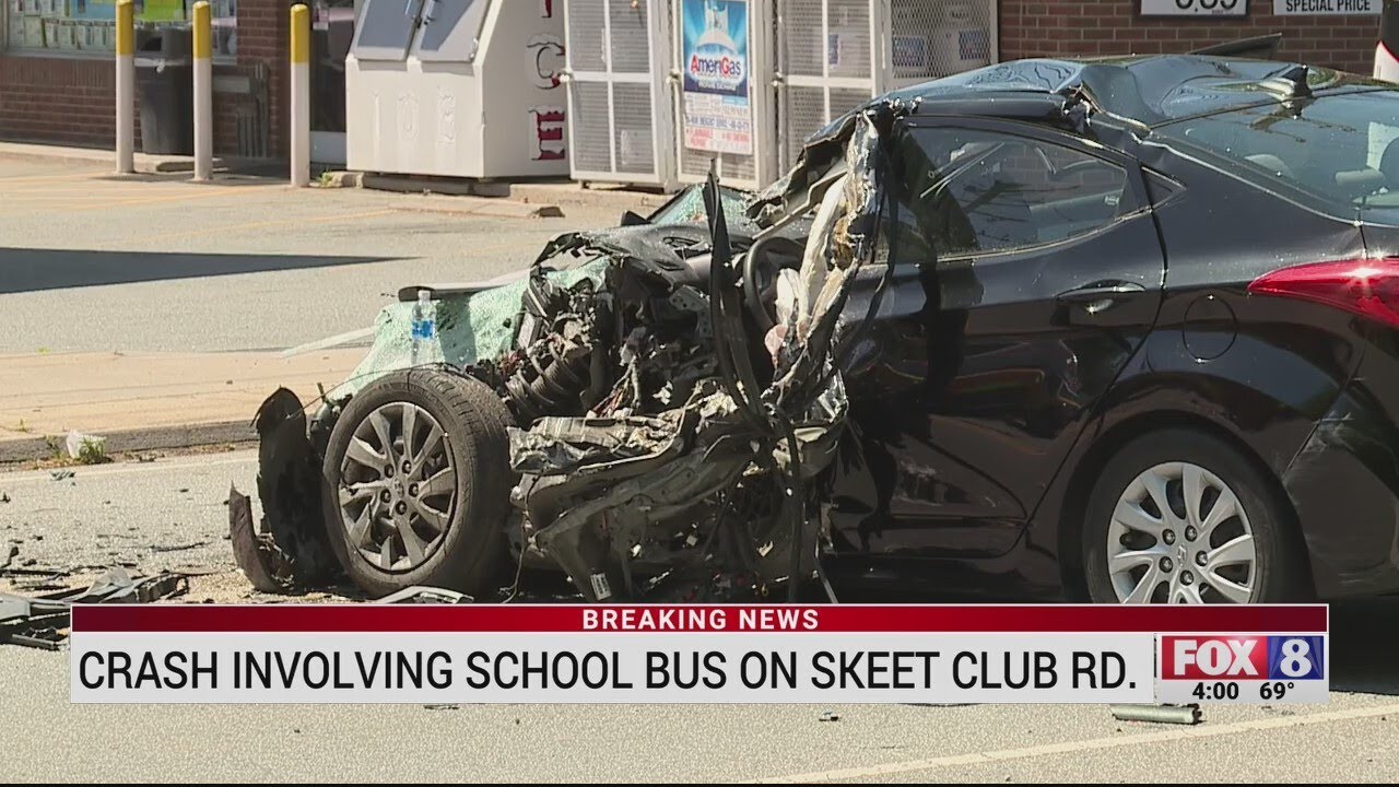 Crash involving school bus reported in High Point - YouTube