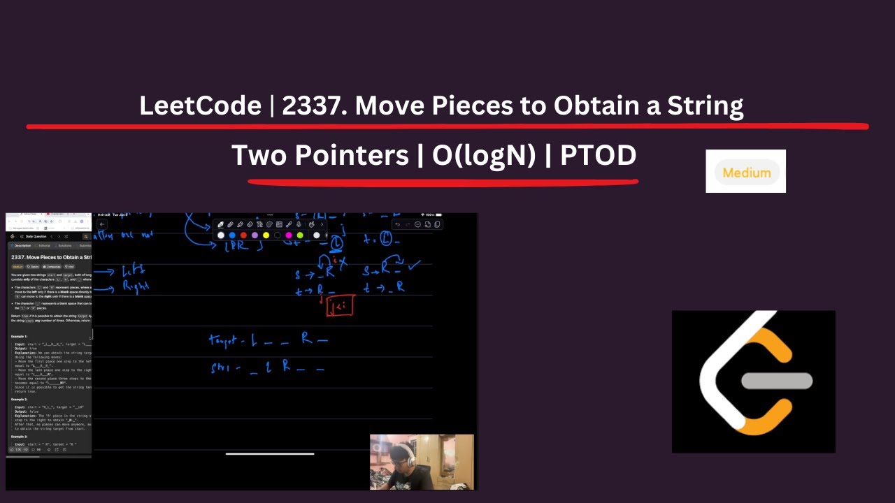 Leetcode 2337 Move Pieces To Obtain A String Two Pointers On Youtube 7486