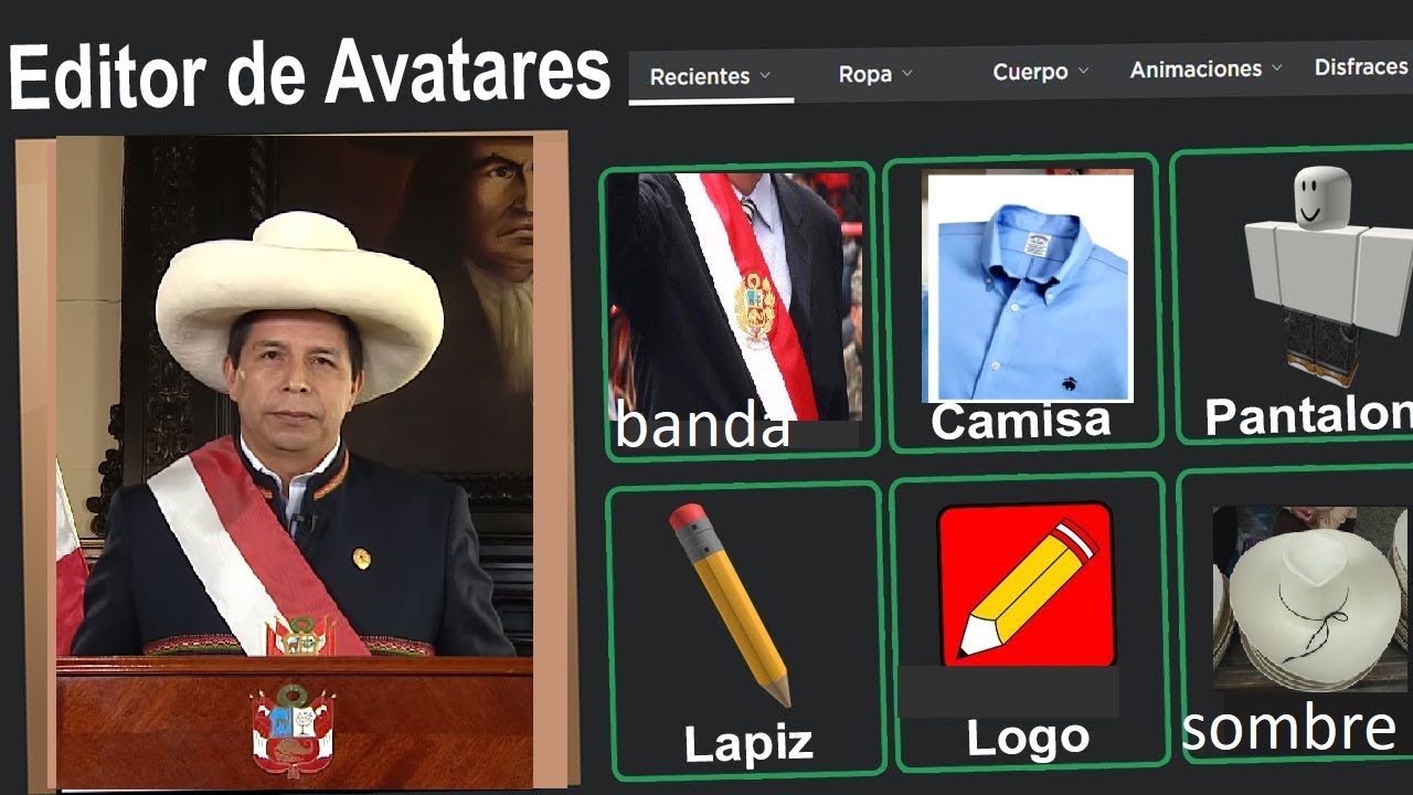 creando el avatar de pedro castillo en ROBLOX GRATIS - YouTube
